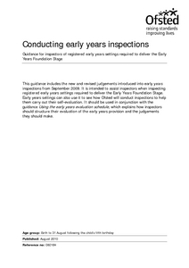 Conducting early years inspections: guidance for inspectors of ...