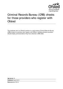 Criminal Records Bureau (CRB) checks for those providers who register ...
