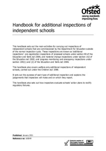 Handbook for additional inspections of independent schools: January ...