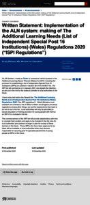 Written Statement: Implementation of the ALN system: making of The ...