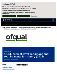 GCSE subject-level guidance for history (2022) - Digital Education ...