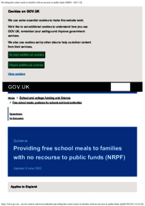 Providing free school meals to families with no recourse to public ...