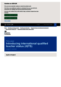 Introducing international qualified teacher status (iQTS) : Updated 10 ...