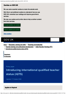Introducing international qualified teacher status (iQTS) : Updated 17 ...