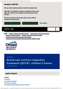 Social care common inspection framework (SCCIF): children’s homes ...