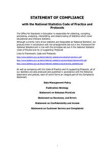 Statement of compliance with the national statistics code of practice ...