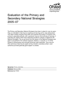 Evaluation of the Primary and Secondary National Strategies 2005-07 ...